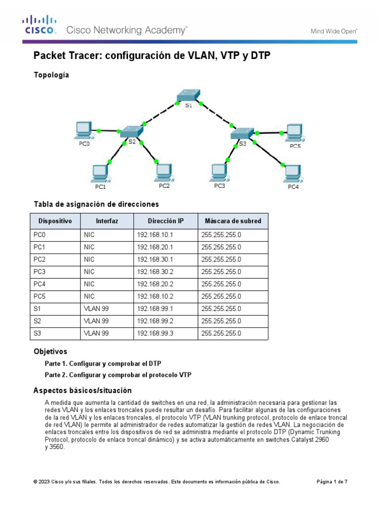 Configuración de VLANs, VTP, And DTP | PDF | Arquitectura de internet | Protocolos de internet