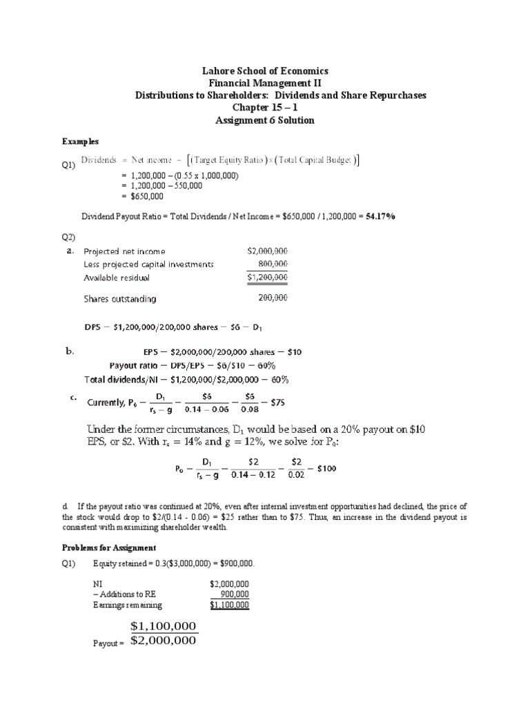 FM II Assignment 6 Solution W22 | PDF FM II Assignment 6 Solution W22 | PDF
