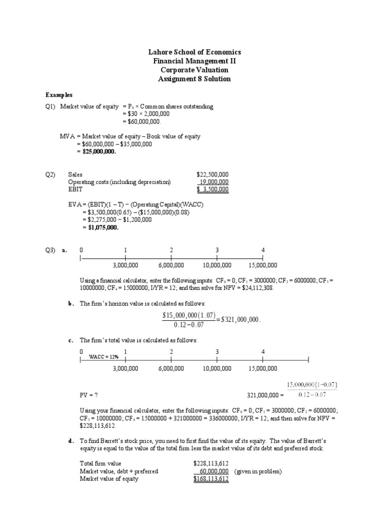 FM II Assignment 8 Solution W22 | PDF | Economics | Investing