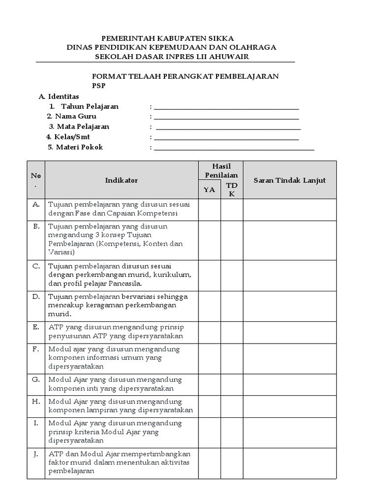Format Telaah Perangkat Pembelajaran | PDF | Karier & Perkembangan | Bisnis