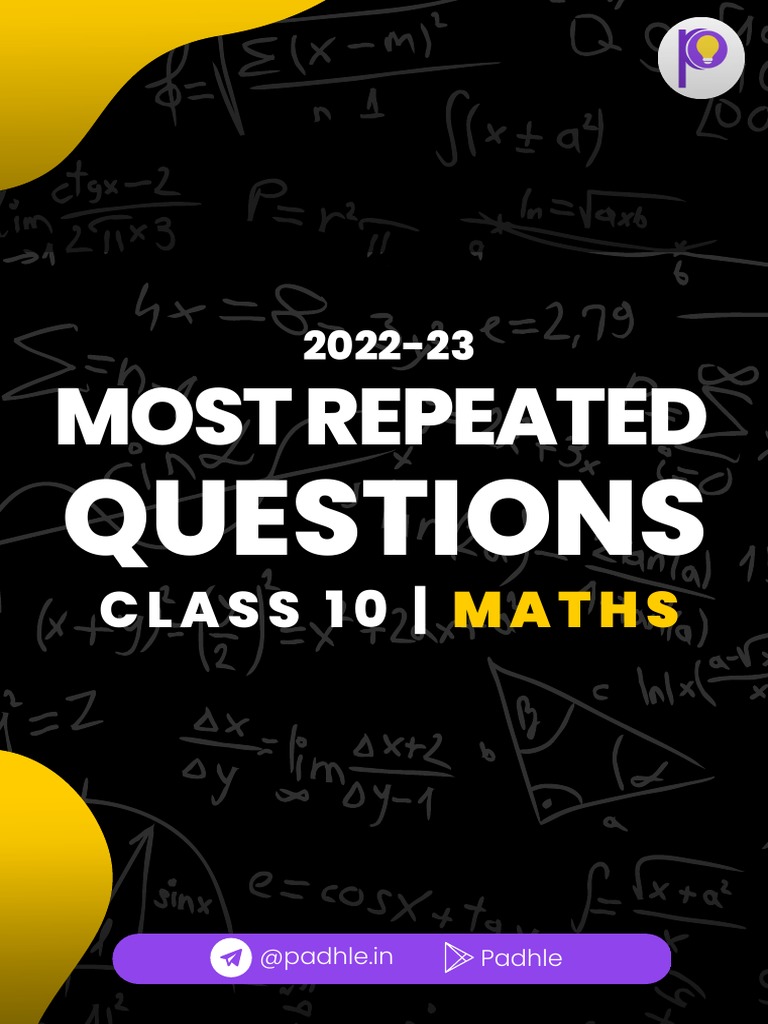 Most Repeated Questions - Maths Class 10 by Padhle | PDF | Area | Sphere