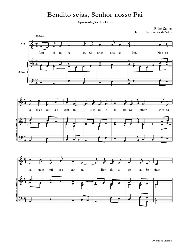 Bendito Sejas, Senhor Nosso Pai - F. Santos (Harm. F. Silva) | PDF