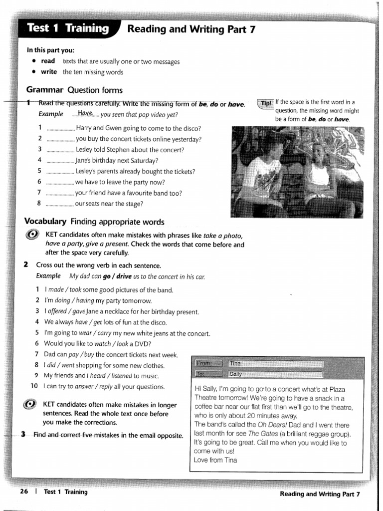 TrainingTest 1 ReadingAndWriting 7 | PDF