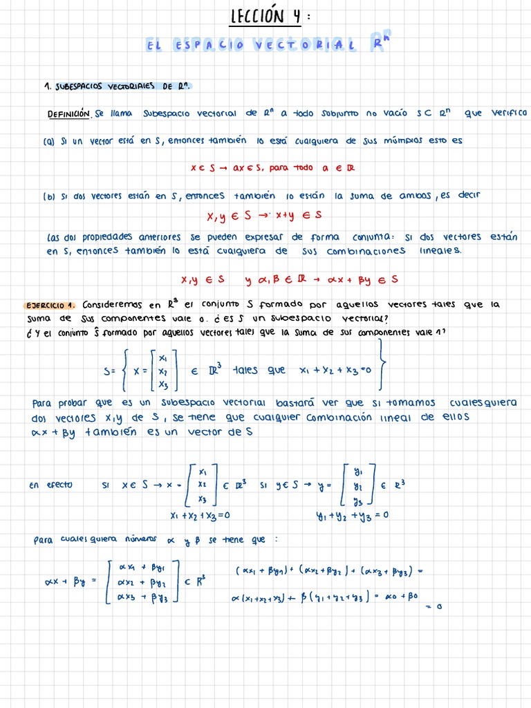 Leccion 4 Pdf Espacio Vectorial Objetos Matemáticos
