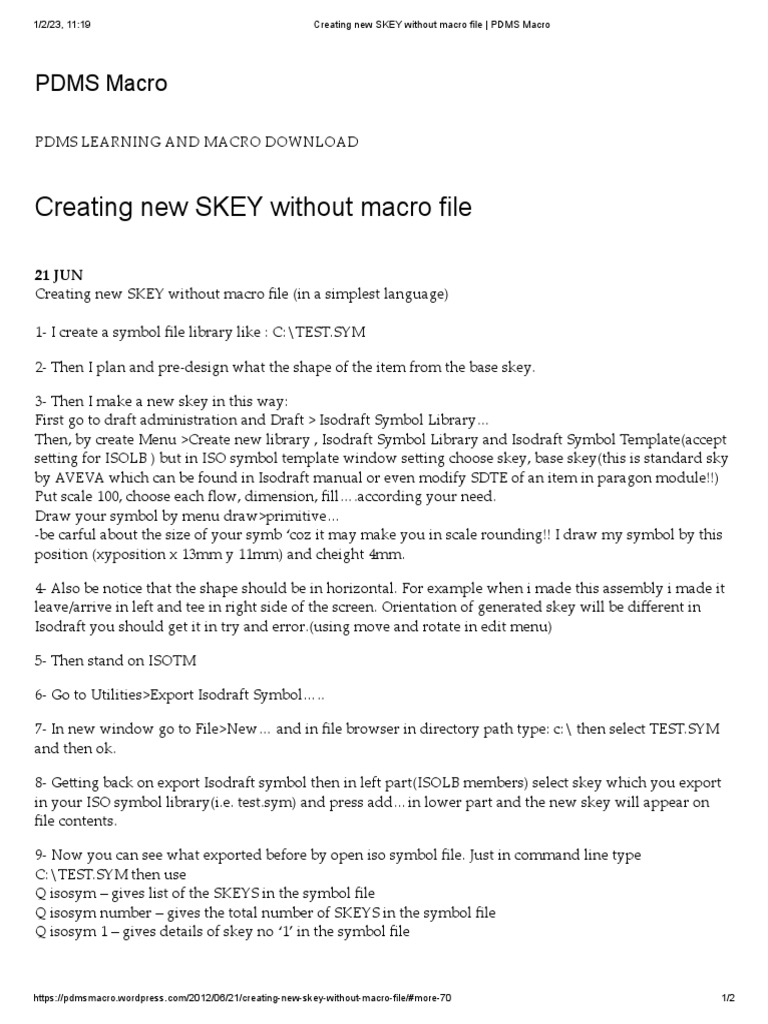 Creating New SKEY Without Macro File - PDMS Macro | PDF | Computer ... Creating New SKEY Without Macro File - PDMS Macro | PDF | Computer ...