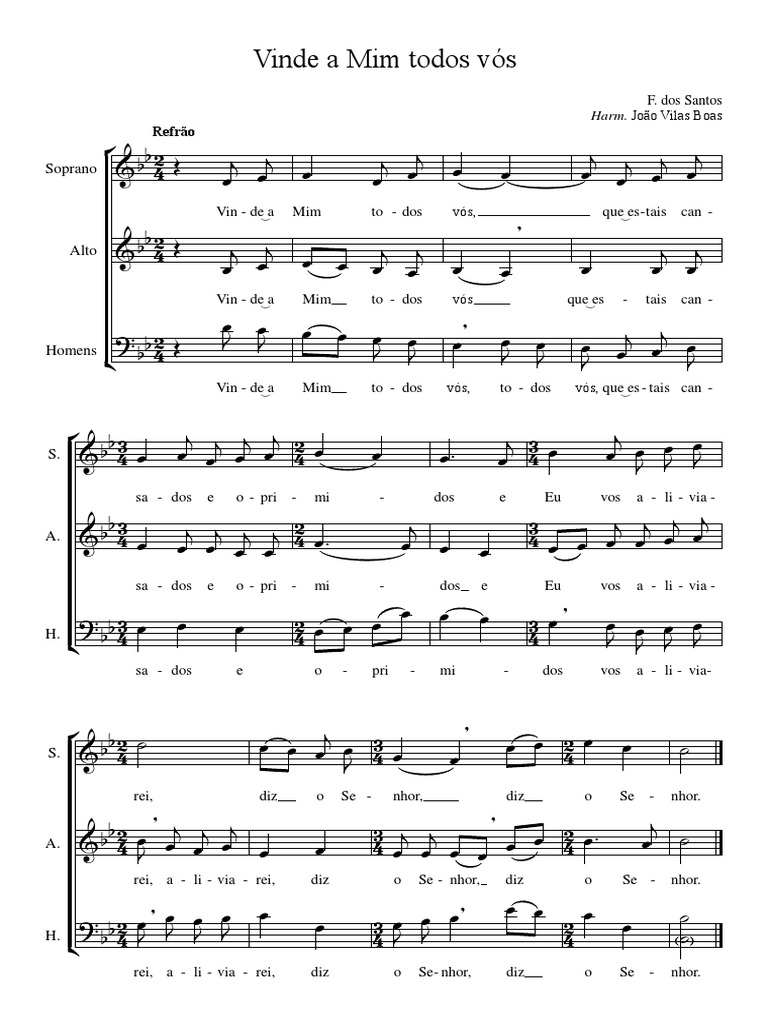 Vinde A Mim Todos Vós - F. Dos Santos (Harm. João VB) | PDF