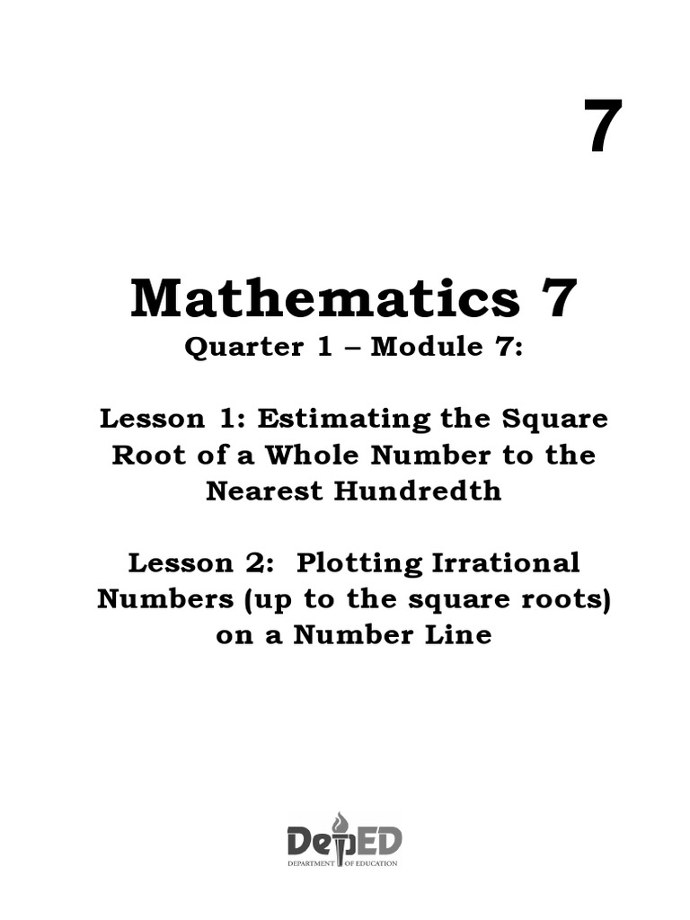 G7 Quarter 1 Module 7 Estimating Square Root | PDF | Numbers | Square Root