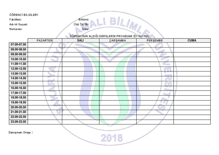 2-Mazeretli_Derse_YazIlma_Ders Programı_Formu_ | PDF
