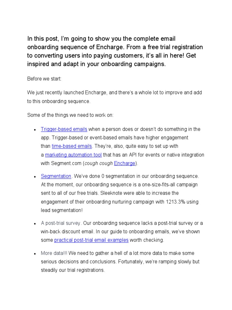 Onboarding Email Sequence | PDF | Facebook | Marketing