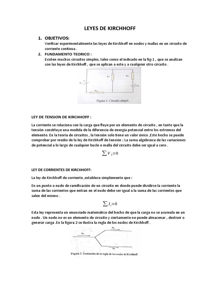 Verificación de Leyes de Kirchhoff | PDF | Corriente eléctrica | voltaje