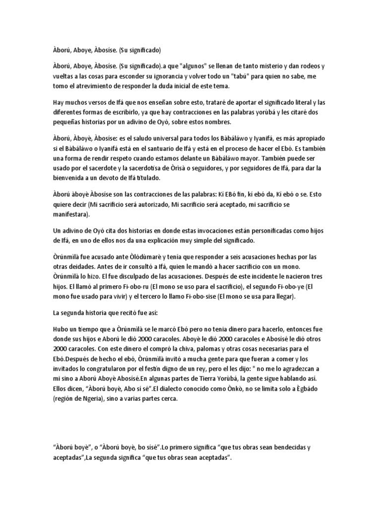Significado de Àború, Aboye, Àbosíse | PDF