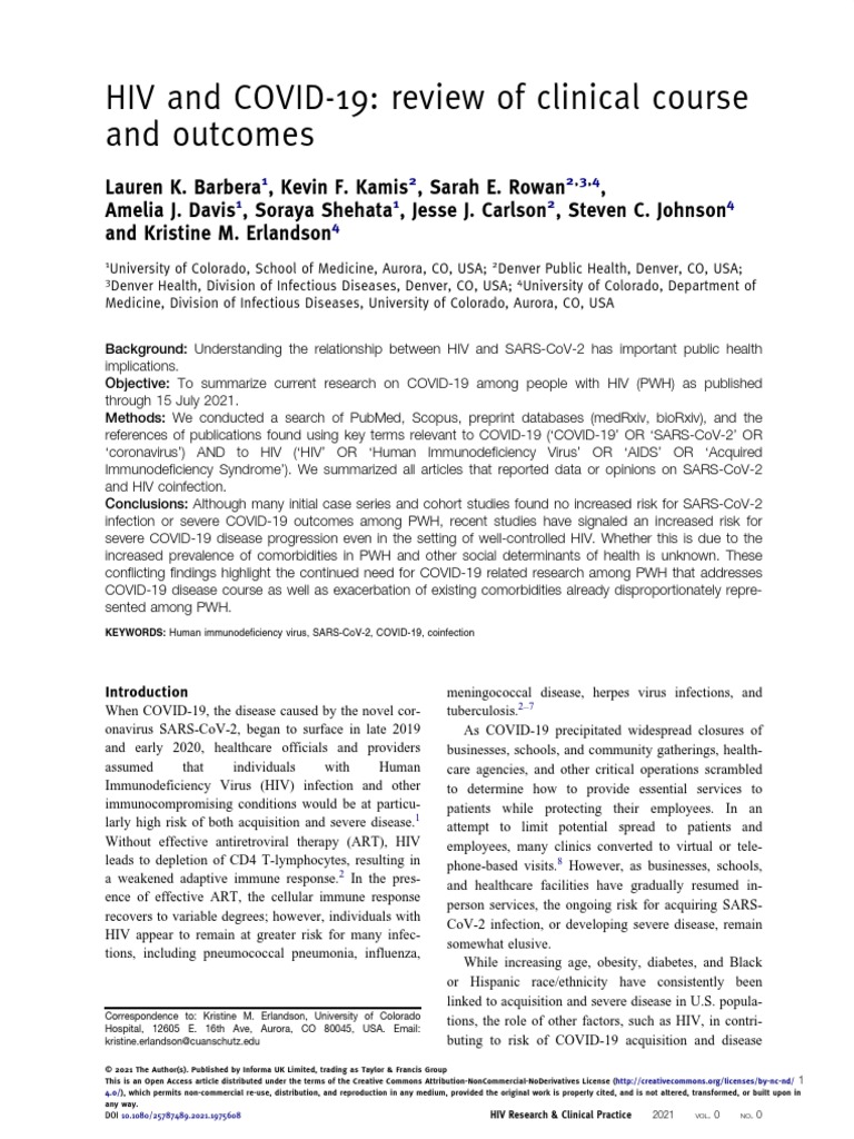 Hiv and Cov | PDF | Hiv/Aids | Comorbidity Hiv and Cov | PDF | Hiv/Aids | Comorbidity