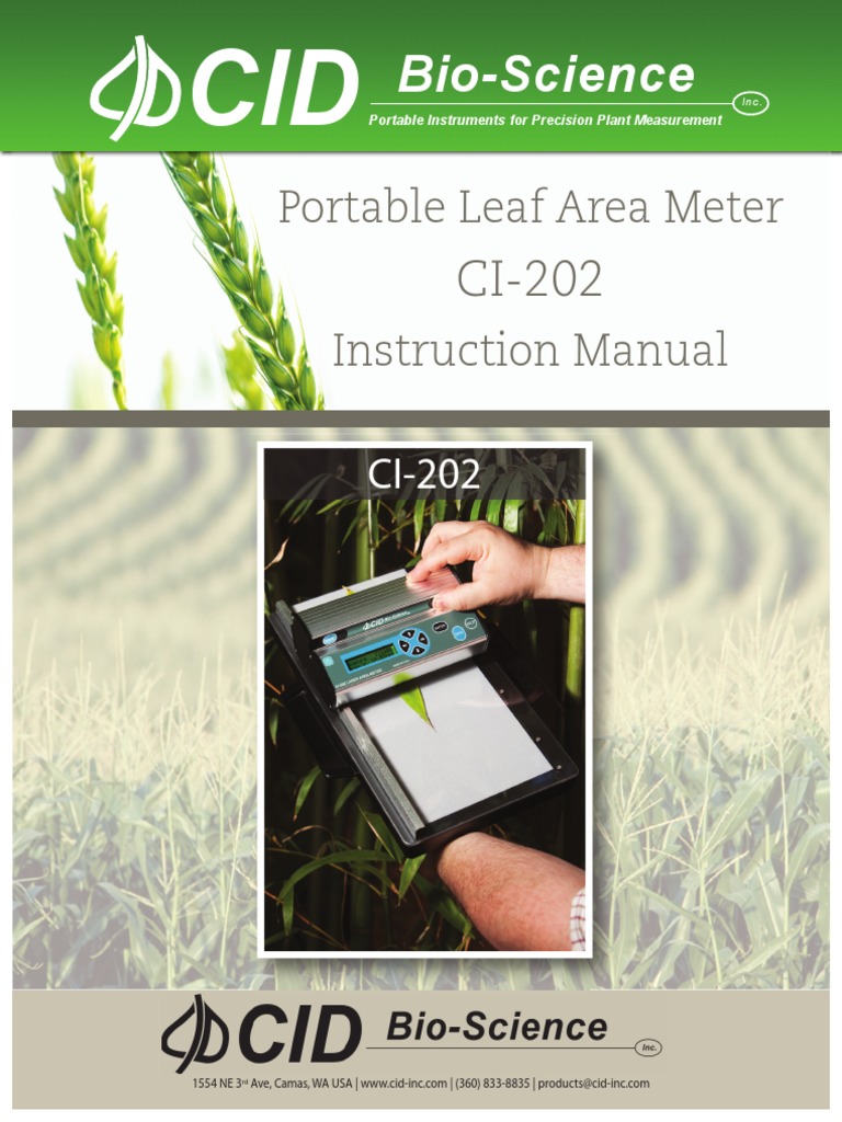 CI-202 Portable Leaf Area Meter Instruction Manual Rev2.18.13 | PDF ...