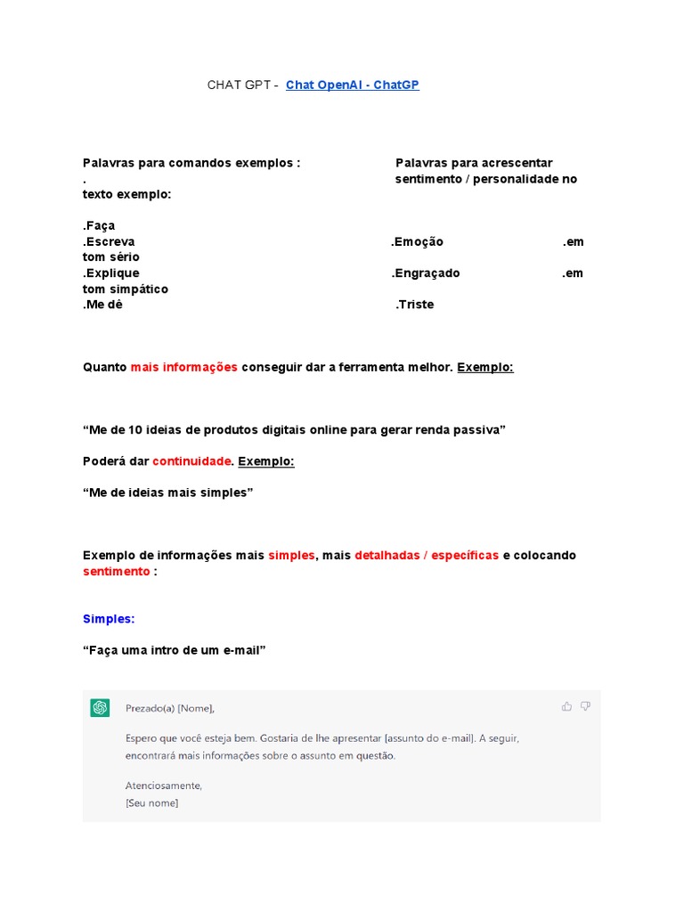 Guia de Comandos para ChatGPT | PDF