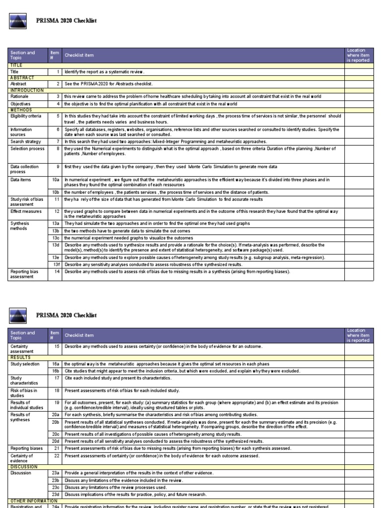 PRISMA 2020 Checklist | PDF | Meta Analysis | Statistics