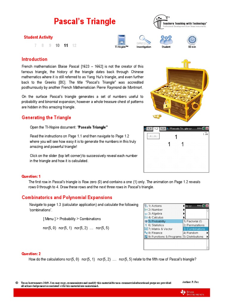 Pascals Triangle NC Student | PDF | Tetrahedron | Triangle