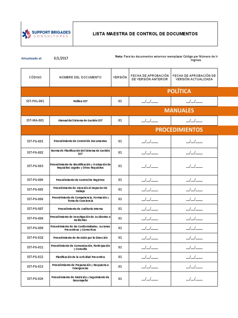 As-17-SGT-FO-040-00 - Lista Maestra de Control de Documentos | PDF | Auditoría