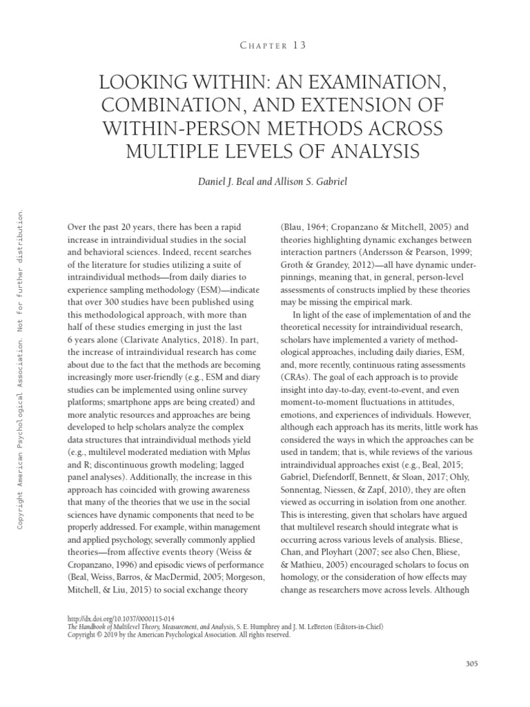 Looking Within: An Examination, Combination, and Extension of Within ...
