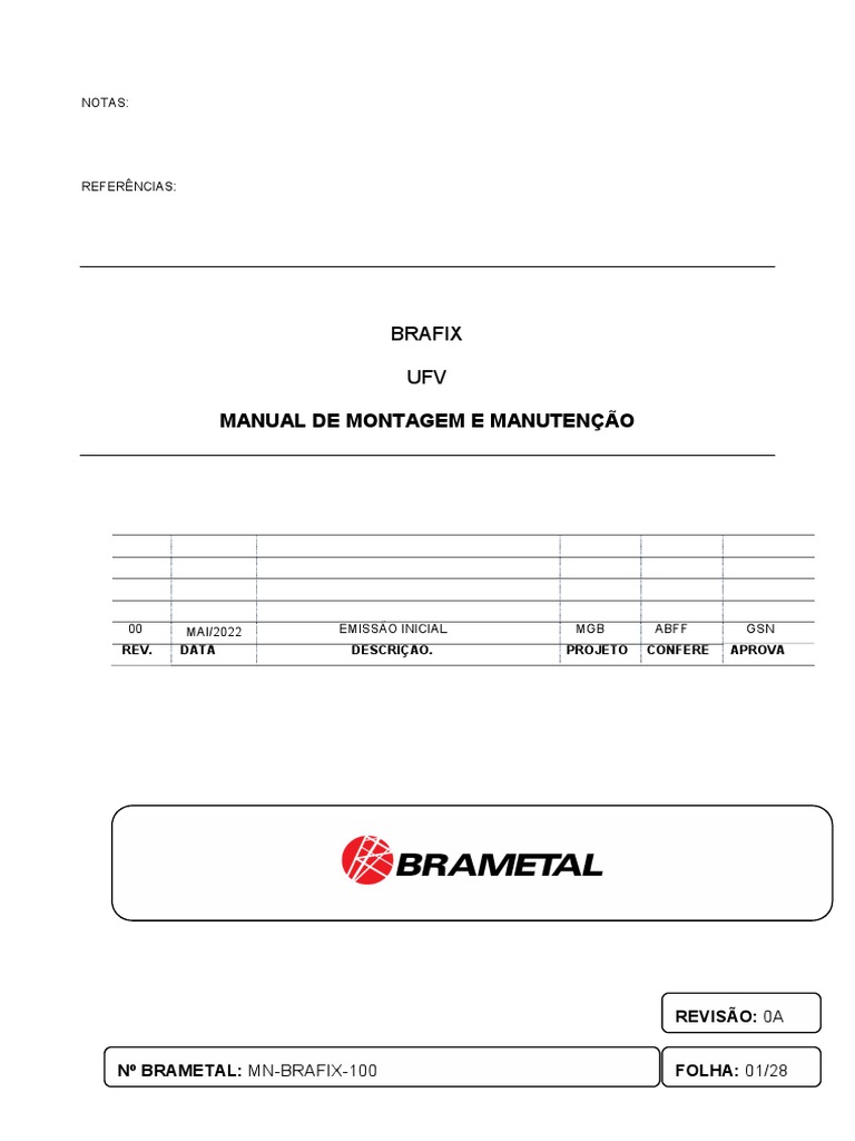 MN-BRAFIX-R0A... Manual de Instalação e Manutenção | PDF | Eletricidade ...