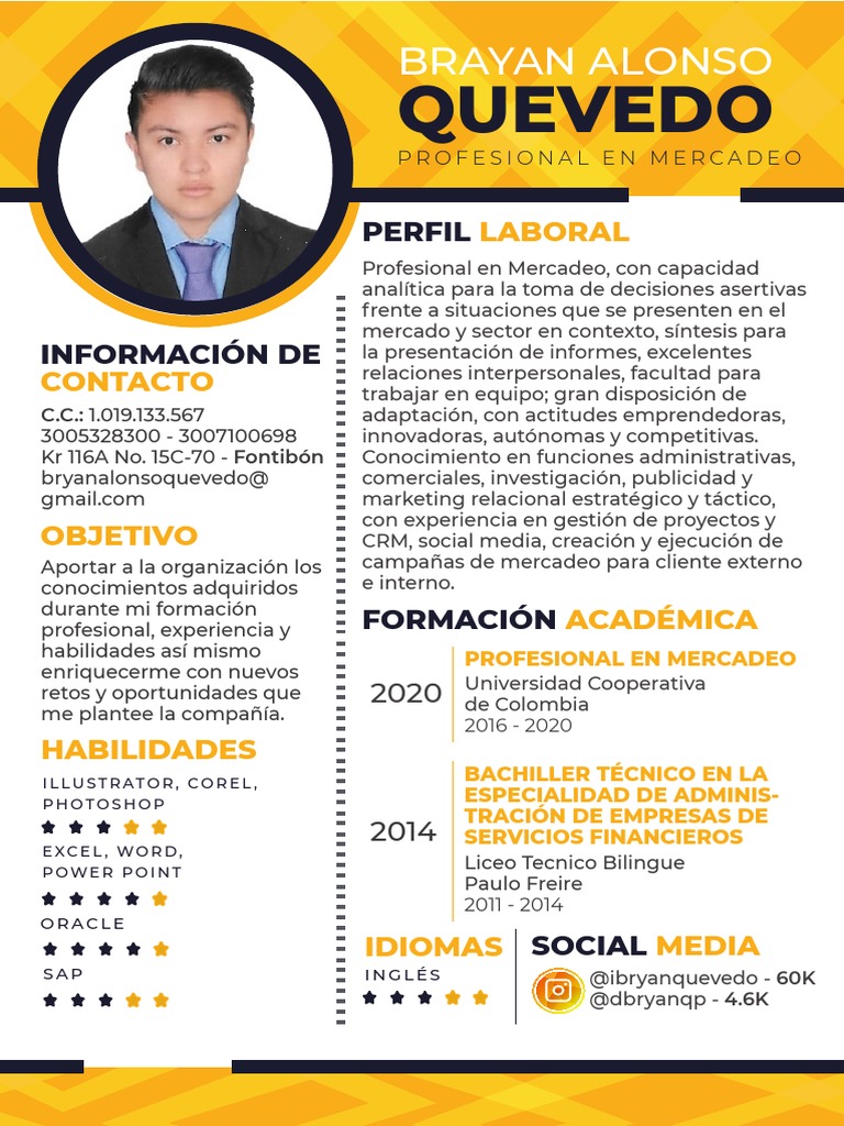 Curriculum - Brayan A. Quevedo | Descargar gratis PDF | Marketing | Procesos de negocio