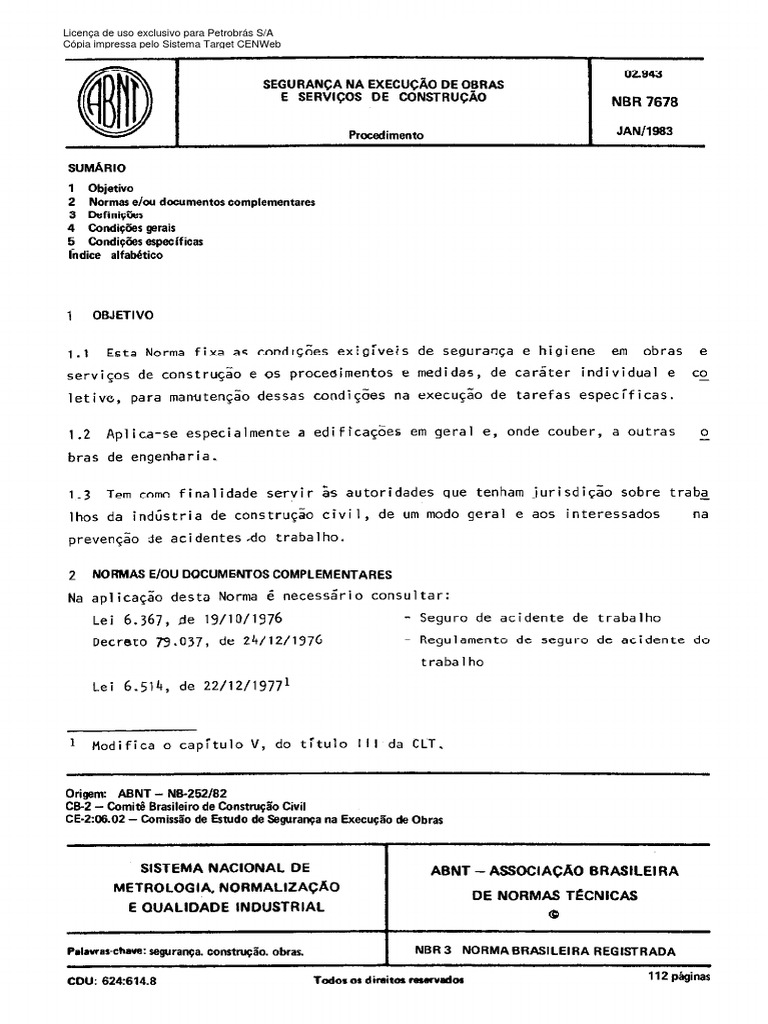 NBR 7678-Segurança Obras Construção | PDF