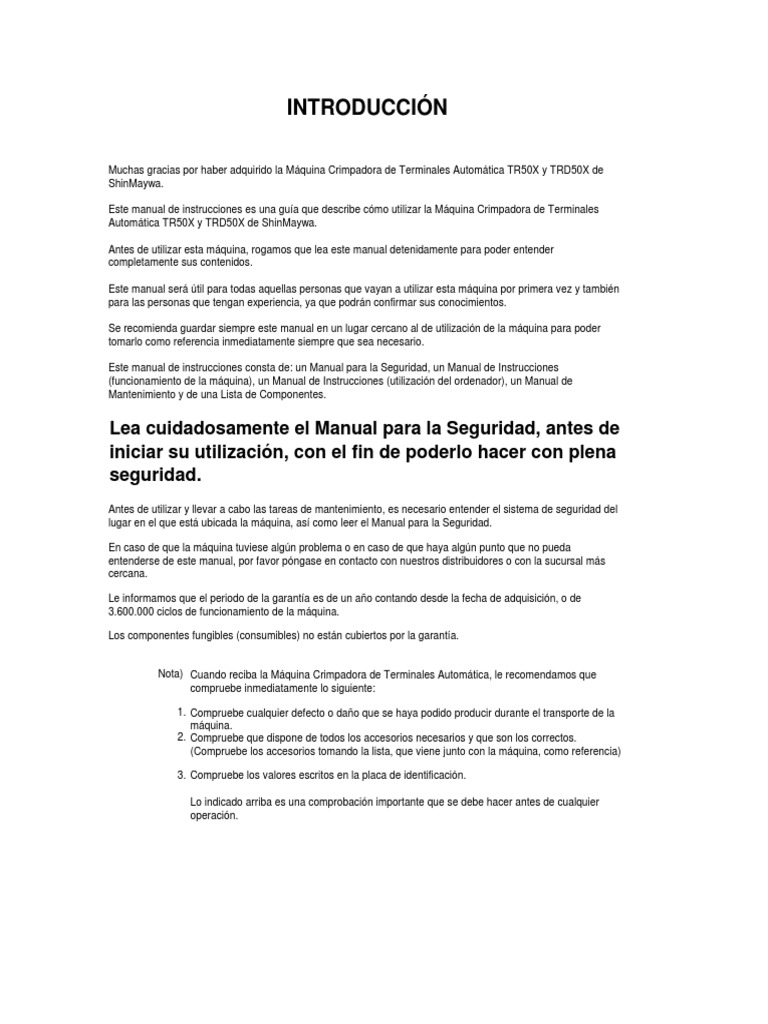 TR (D) 50X Manual de Mantenimiento Español | PDF | Tornillo | Bienes manufacturados