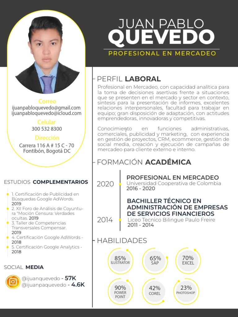 Curriculum V2 - Juan Pablo Quevedo | Descargar gratis PDF | Marketing ...