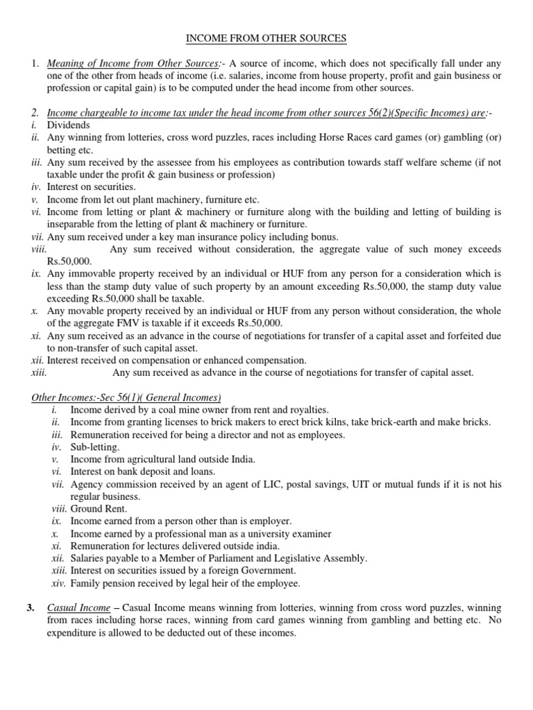 Income From Other Sources Notes and Problems | PDF | Securities ...
