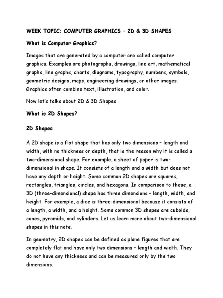 Computer Graphics 2d And 3d Shapes Pdf Shape Length 7890
