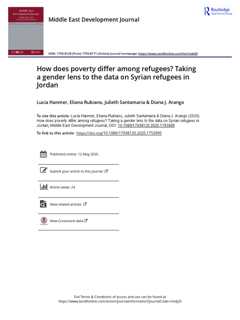 2020 - Hanmer Et Al - How Does Poverty Differ Among Refugees - Taking A Gender Lens To The Data ...