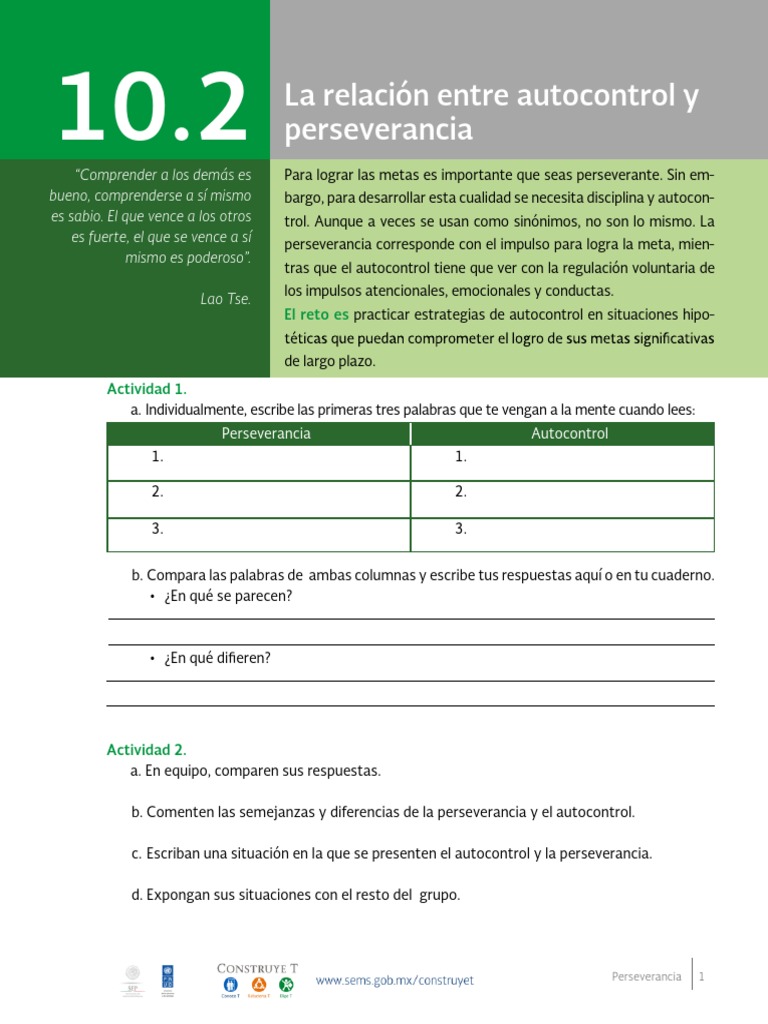 10.2 E La Relacion Entre Autocontrol y Perseverancia | PDF | Sicología ...