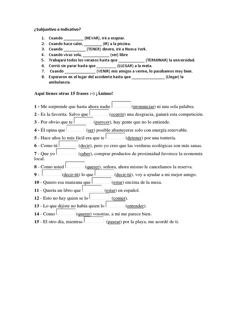Uso del Subjuntivo e Indicativo en Español | PDF