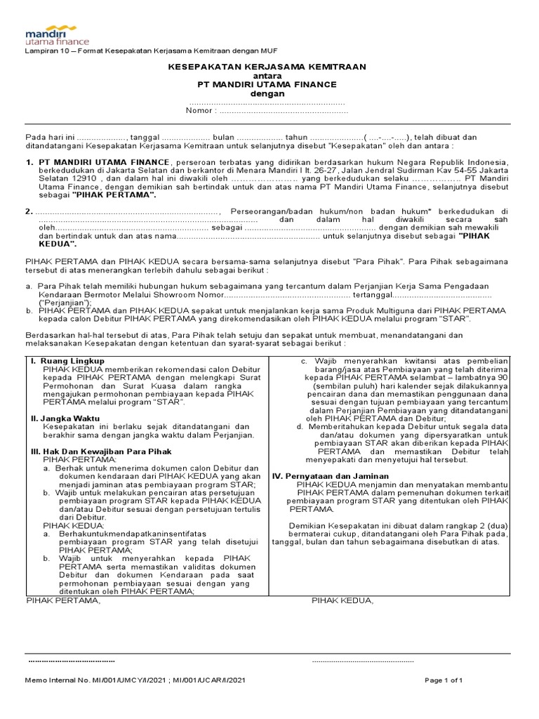 Lampiran 10 - Kesepakatan Kerjasama Produk Multiguna | PDF