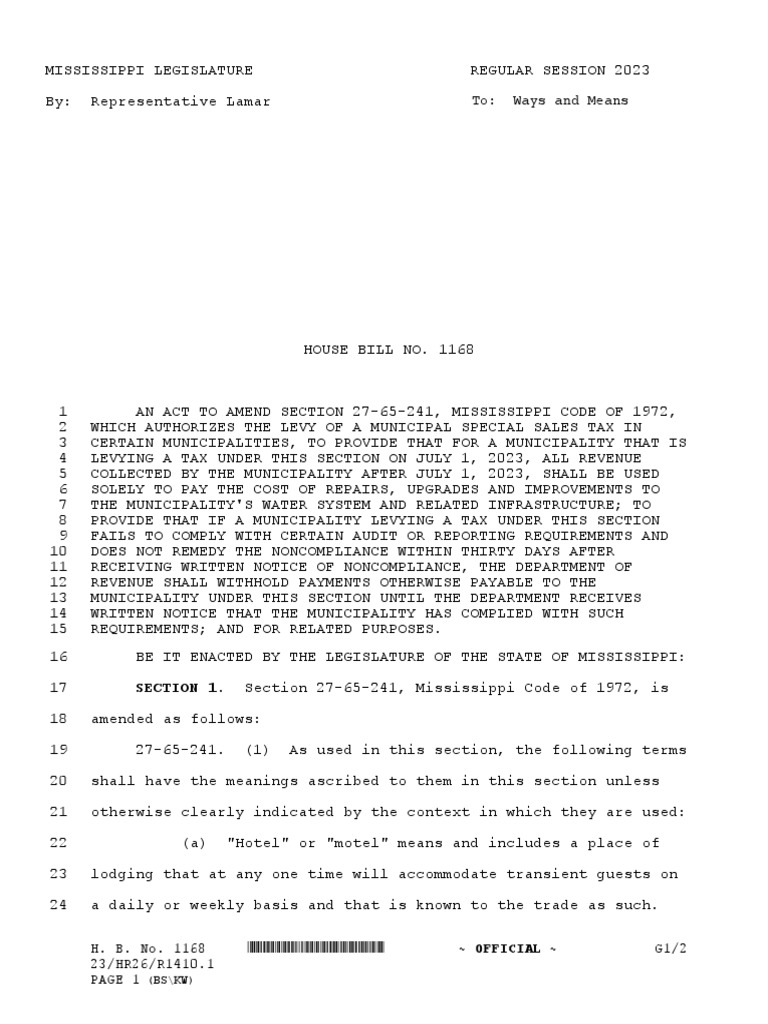 H.B. 1168 | PDF | Taxes | Taxation In The United States