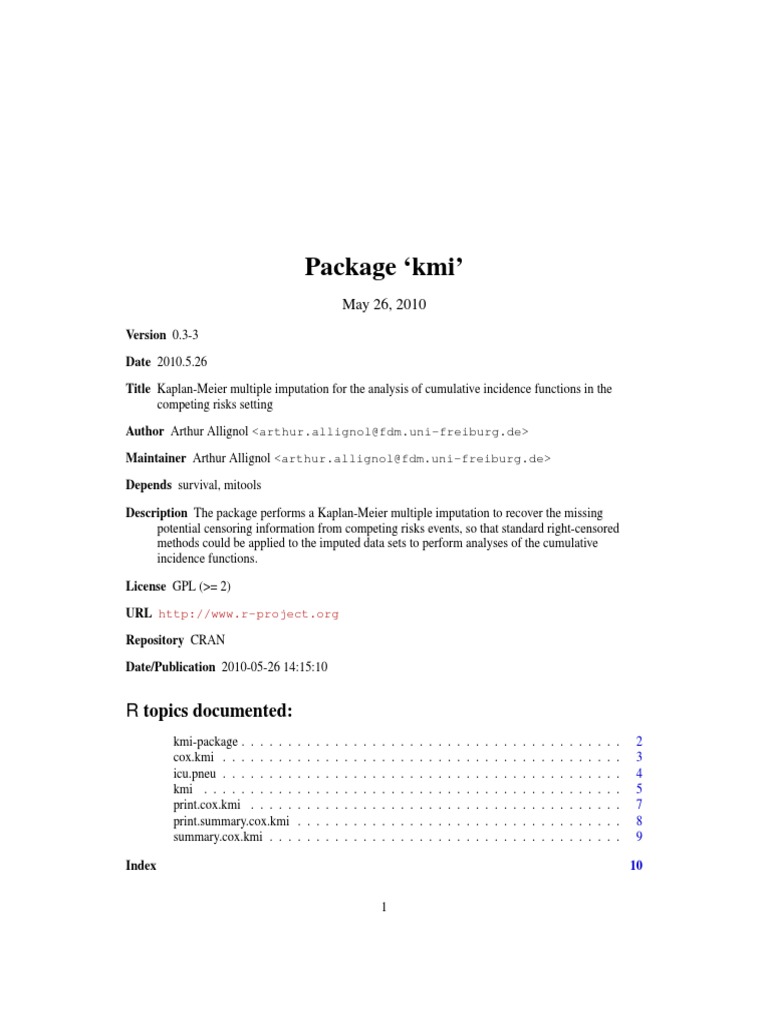 Package Kmi R Topics Documented Pdf Bootstrapping Statistics Statistics 