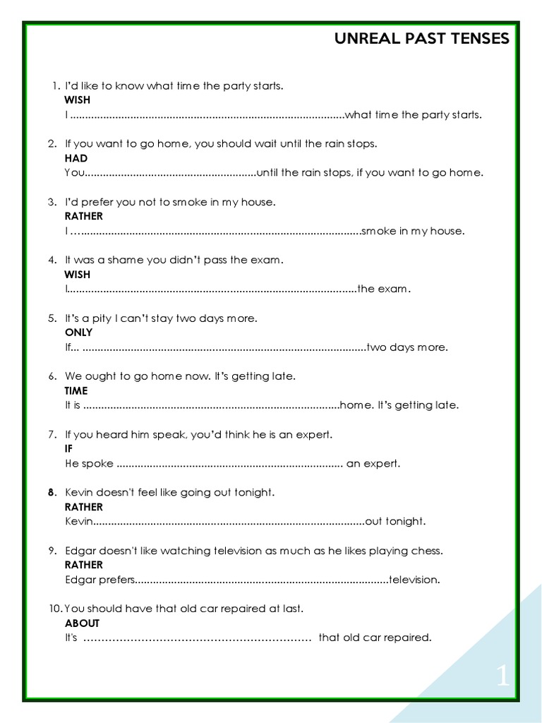 Fce Unreal Past Tenses | PDF