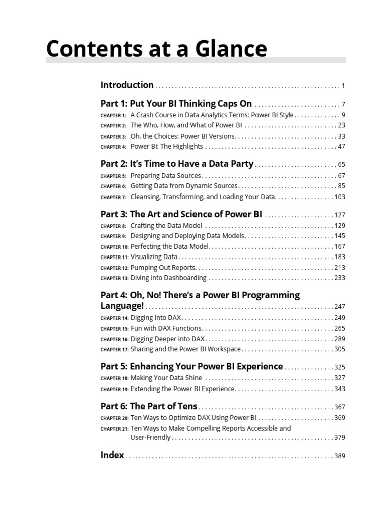 Contents at A Glance: Microsoft® Power BI® | PDF | Software Development ...