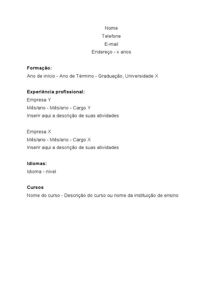 Modelo de Currículo Simples 2 | PDF