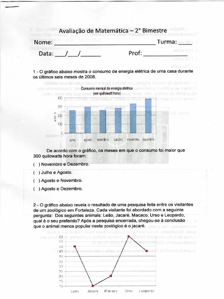Avaliação De Matemática 2 Bimestre Pdf