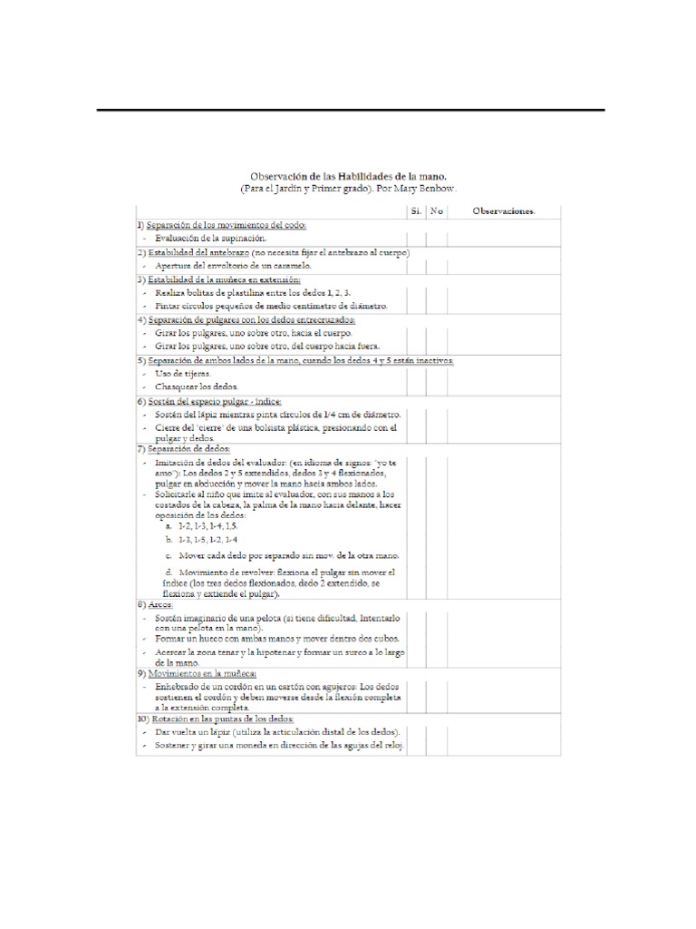 Instrumento Mary Benbow | PDF