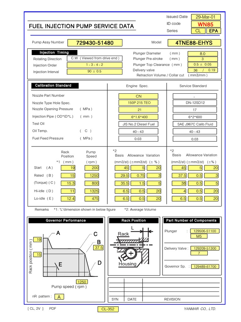 Fuel Injection Pump Service Data | PDF | Pump | Horsepower