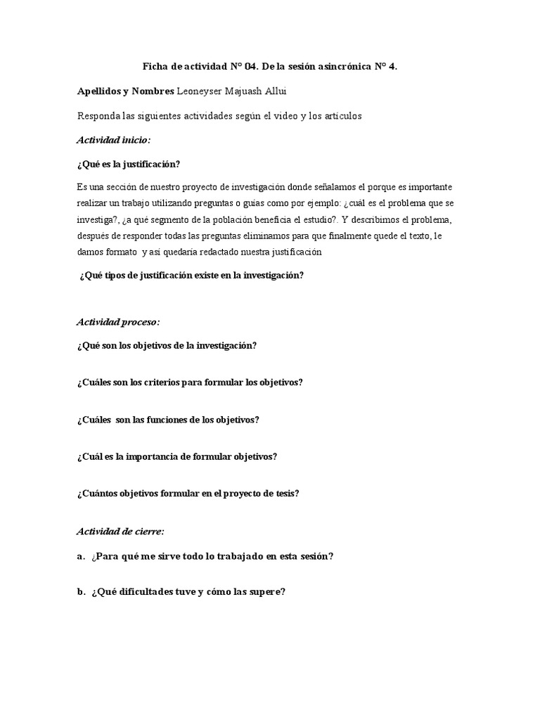 Ficha de Actividad N 4 | PDF