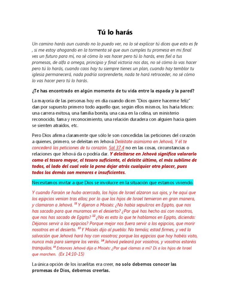 Tú Lo Harás | PDF | Moisés | Dios