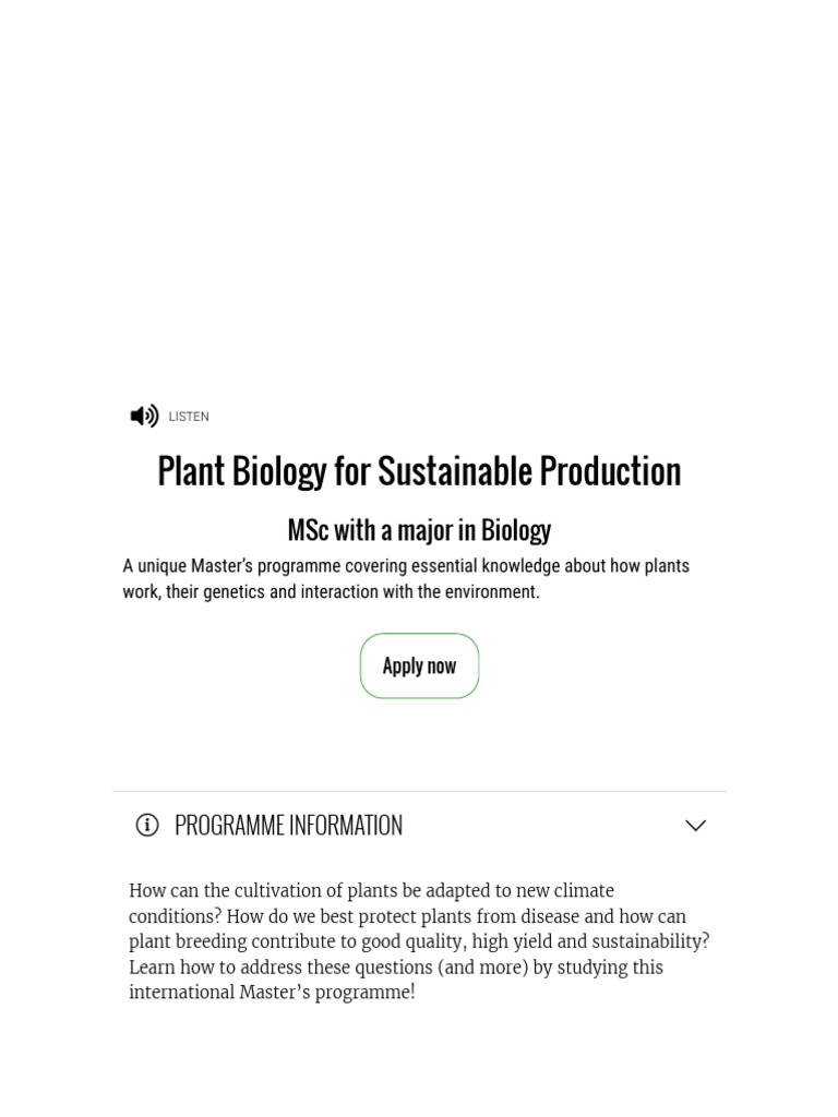 MSc in Plant Biology for Sustainability | PDF | Academic Degree | Plant ...