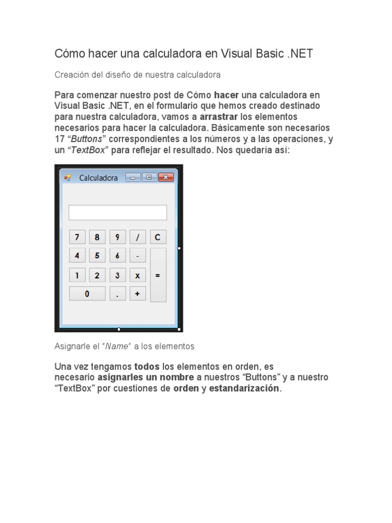 Cómo Hacer Una Calculadora en Visual Basic | PDF | Básico | Ciencias de ...