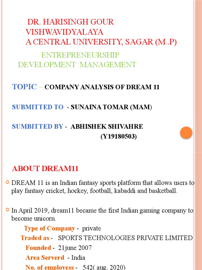 Dream11 Company Analysis Report | PDF | Marketing | Private Sector