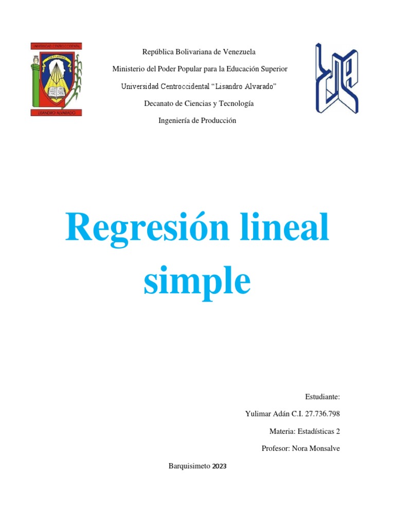 Regresion Lineal Simple | PDF | Regresión lineal | Análisis de regresión