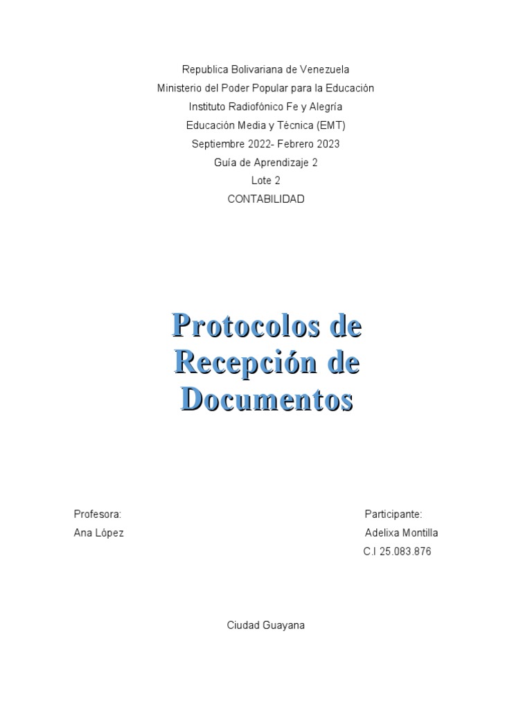 Protocolos de recepción de documentos: organización eficiente para una mejor gestión | PDF ...