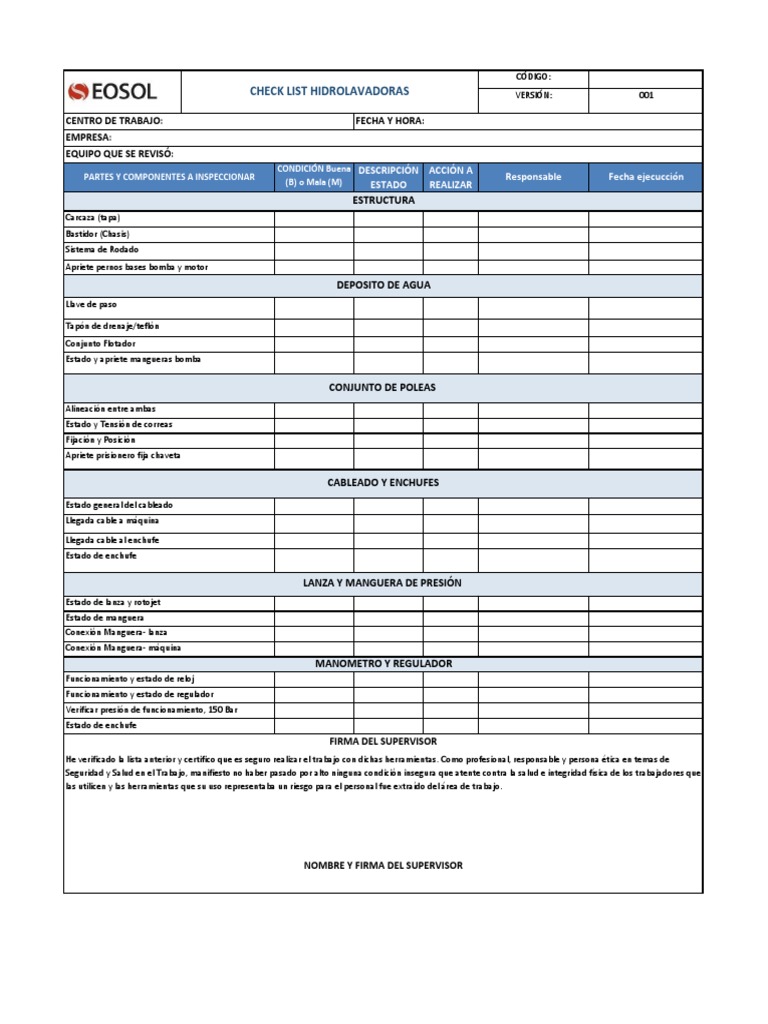 (Emm) Check List Hidrolavadora | PDF