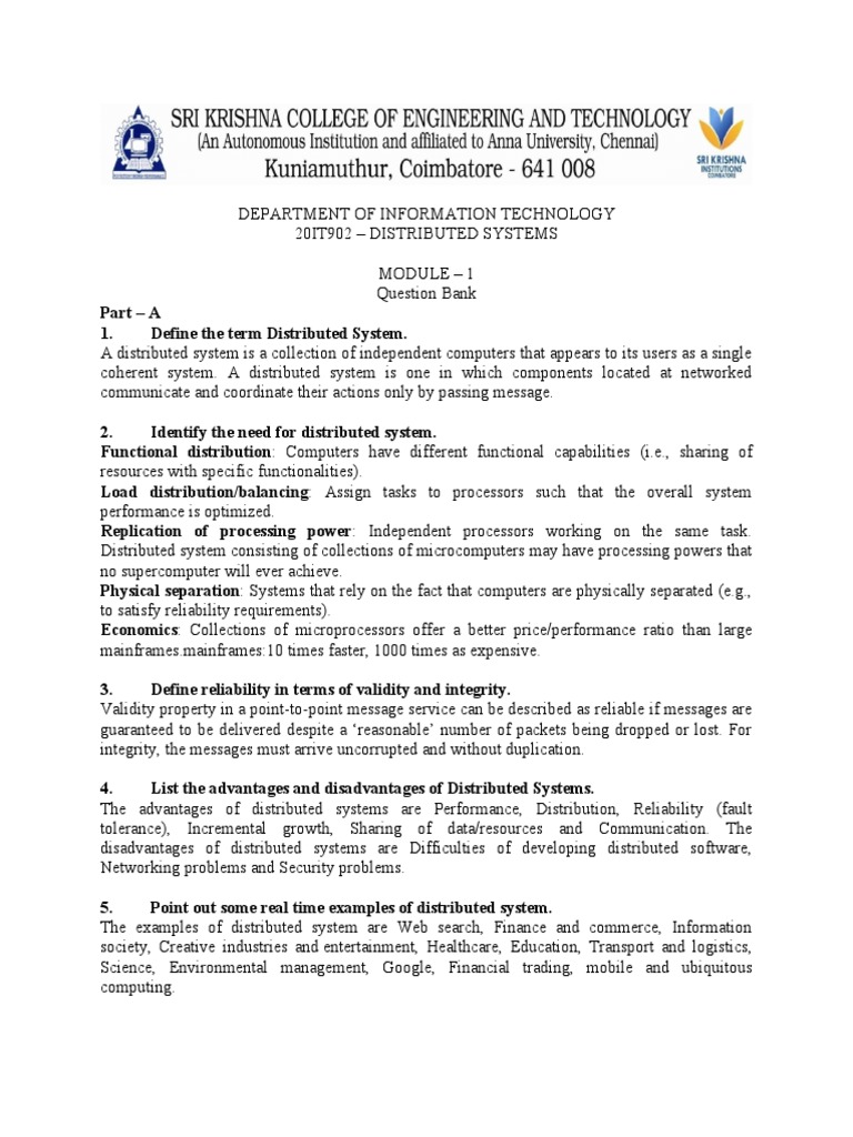 module 1 - qn bank | PDF | Distributed Computing | Computer Network